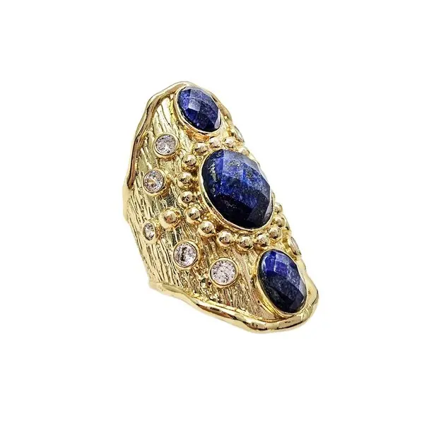 FARRA Lapis Stone Setting Statet Ring - Blue