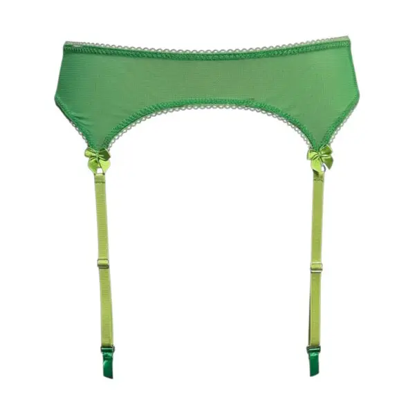 THE COOLGIRL NYC Jane Garter Belt In Mesh - Green