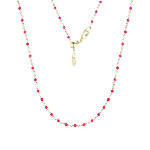KAMARIA Enamel Beaded Chain Necklace Fuchsia Enamel - Pink