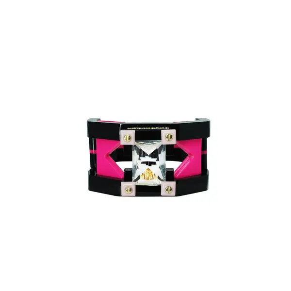 GISSA BICALHO Handmade Acrylic Bracelet Deco Rectangular Shaped Stone - Pink