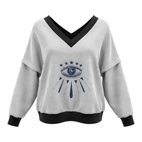 BEIRA Victoria V-neck Sweatshirt – Starry Eye - Grey