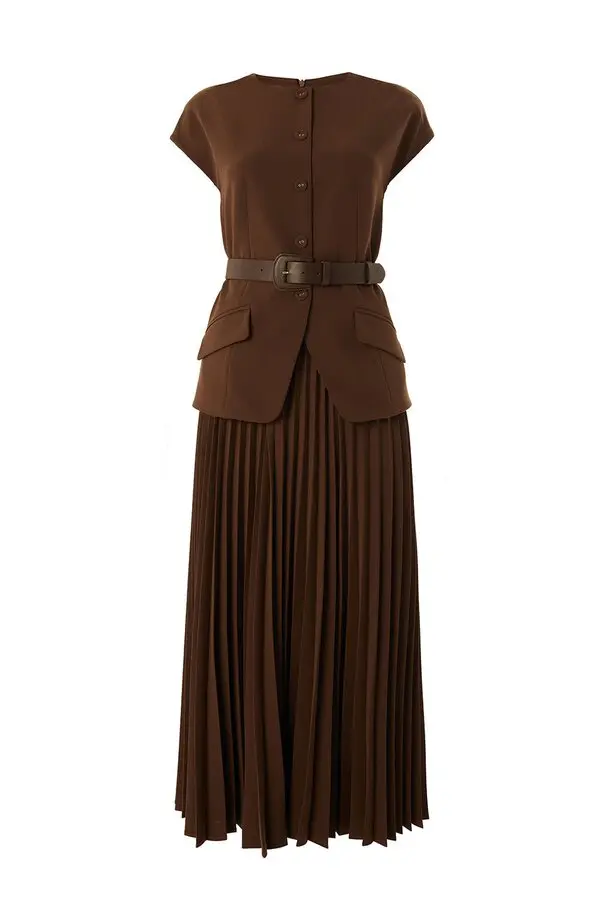EXQUISE Jolie Midi Dress - Brown
