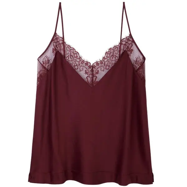 MAMU DREAM Merlot Washable Organic Stretch Silk Camisole - Red