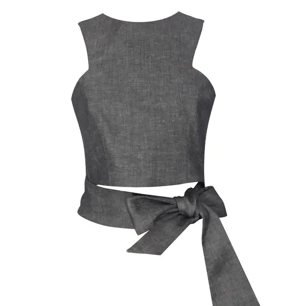 MIRIMALIST Wrap Around Linen Top - Grey
