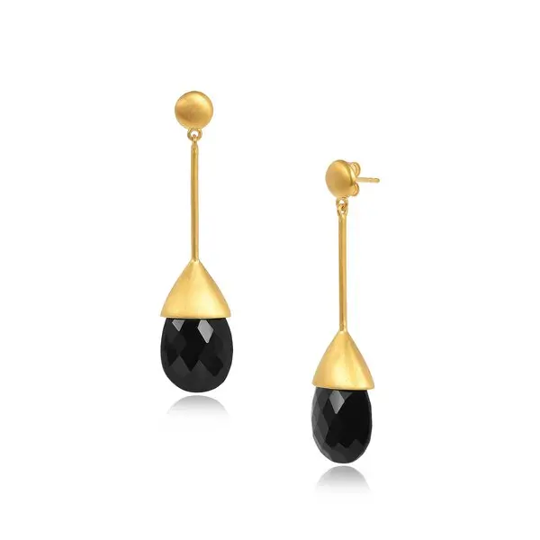MOON LONDON Tranquillity Black Spinel Drop Earrings - Gold