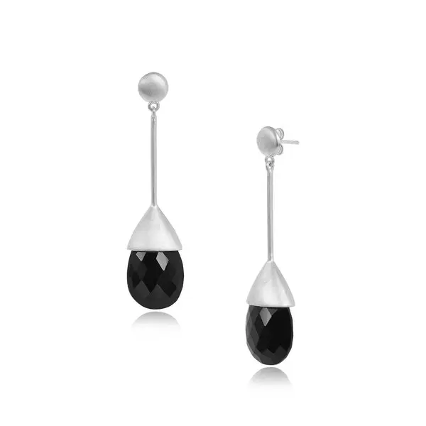 MOON LONDON Tranquillity Black Spinel Drop Earrings - Silver