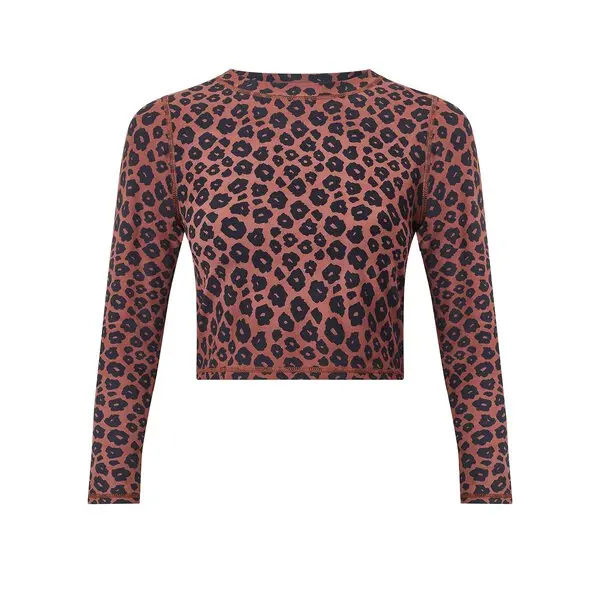 LULA-RU Long Sleeve Top Leopard Print - Brown