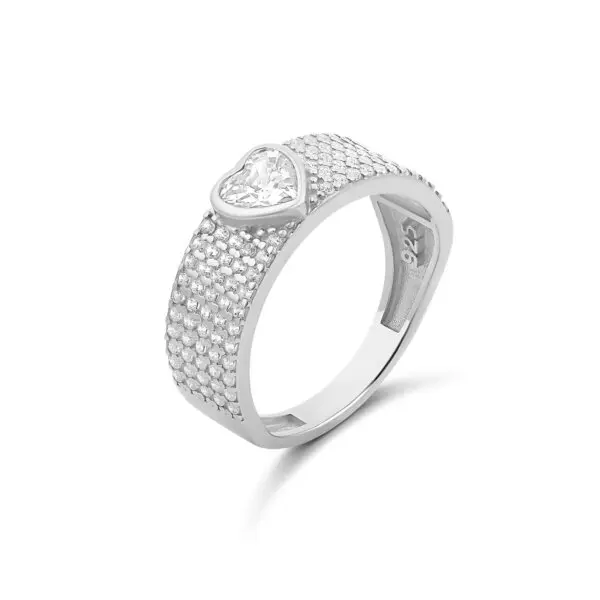 SHYMI Pave Band With Center Heart - Silver