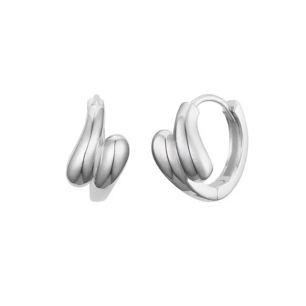 Côté Caché Double Teardrop Dome Huggie Hoop Earrings - Silver