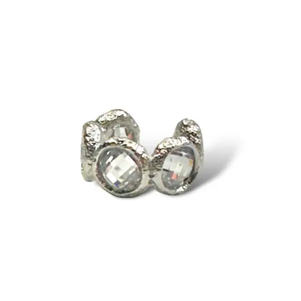 JAGGED HALO JEWELRY Crown Crystal Ear Cuff Gold - White
