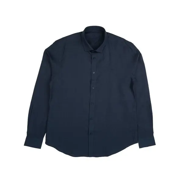EIGHT X Essential Linen Long Sleeve Button Down Shirt Navy - Blue
