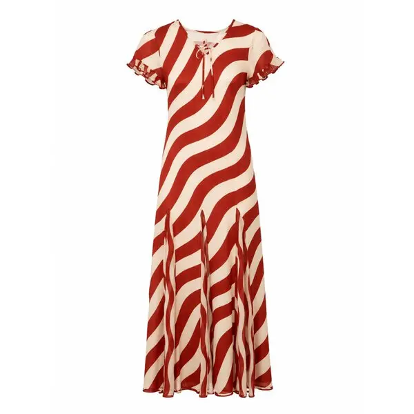 Carmen Says Candycane Striped Maxi Dress - Red
