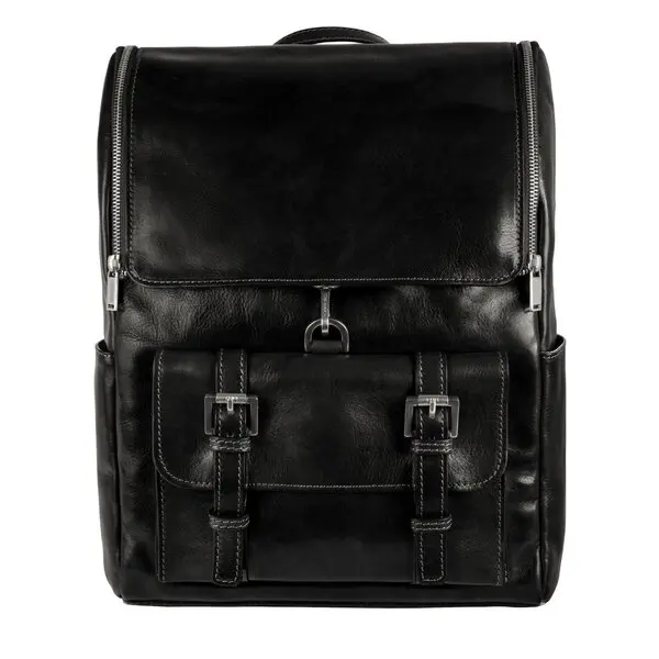TIME RESISTANCE Large Leather Backpack The Odyssey - Black