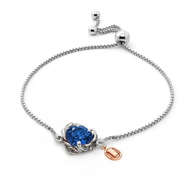 UNALOE Silver / Blue Coleus Adjustable Silver Bracelet With Royal Blue Zirconia – Elegant ’s Slider Jewelry - Silver/blue