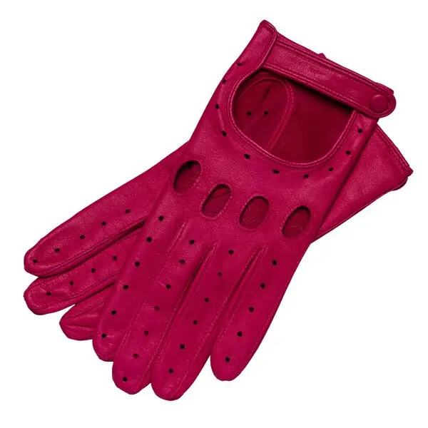 1861 GLOVE MANUFACTORY Messina Leather Driving Gloves In Hot - Pink