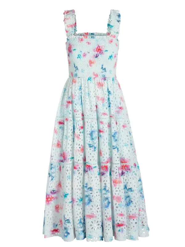 CHANGE OF SCENERY Blue / White Kristen Dress In Cielo Print Eyelet - Blue/white
