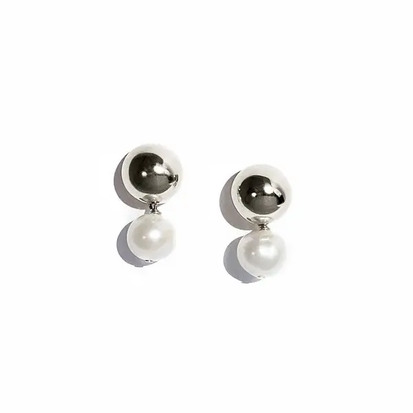 BIKO Pearl Dot Studs - Silver