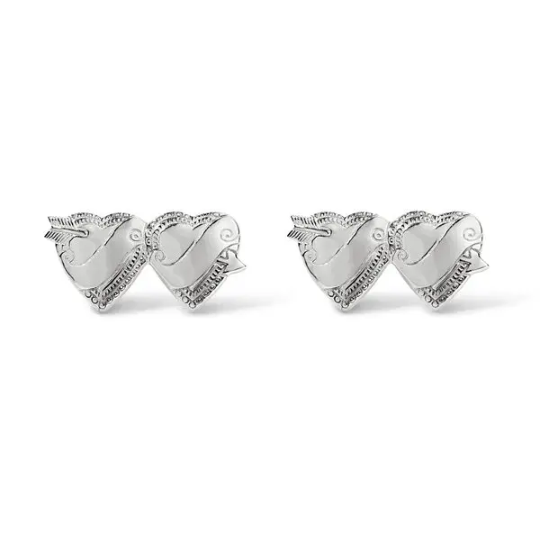 DÉCLARER Double Heart Stud Sterling