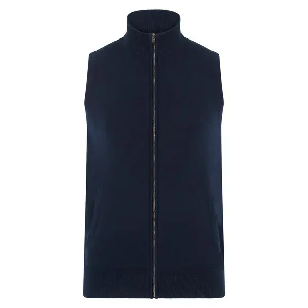 PAUL JAMES KNITWEAR Lightweight Cotton Zip Through Andrew Gilet Navy - Blue