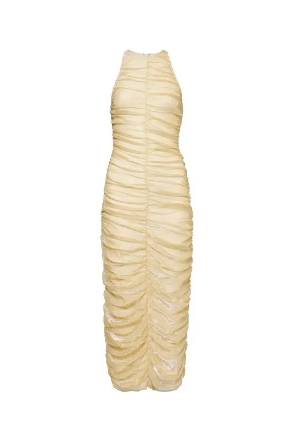 AMY LYNN Lottie Ruche Midi Dress - Gold