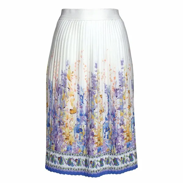 LALIPOP DESIGN Floral-print Pleated Recycled Fabric Knee-length Skirt - White