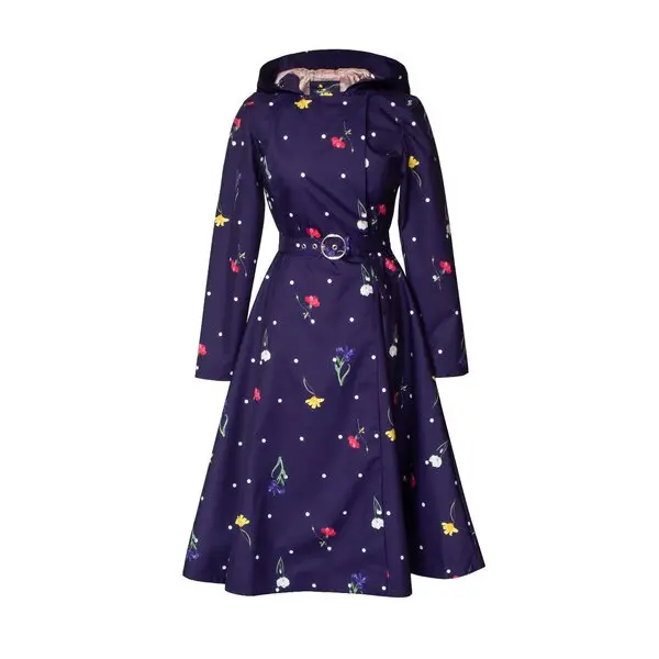 RAINSISTERS Double Breasted Trench Coat For Spring: Violet Bloom - Purple