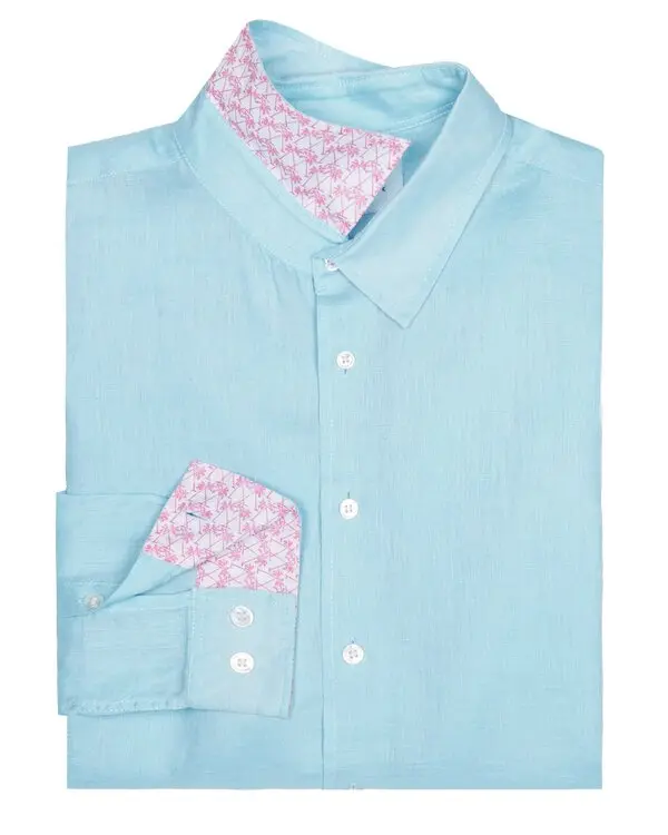 PINK HOUSE Linen Shirt Plain Pale - Blue
