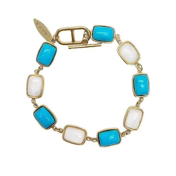 FARRA Turquoise And White Moonstone Elegance Bracelet - Blue