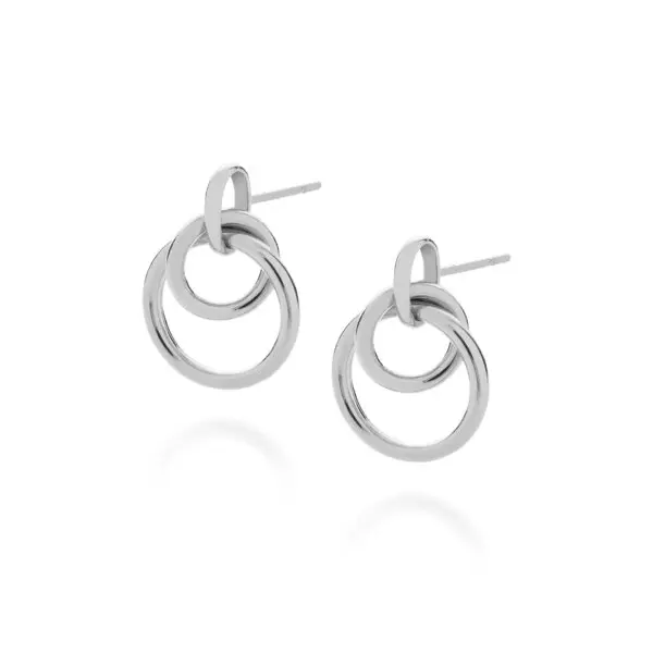 NELLOU JEWELLERY Double Hoop Ear Drop Sterling - Silver