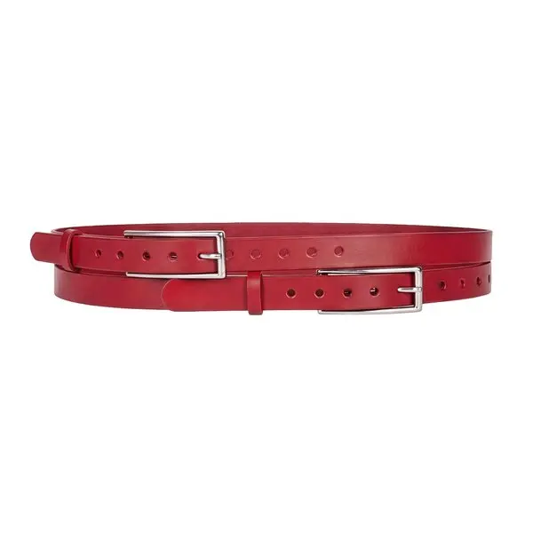 HAUTE CUIR Double Buckle Belt - Red