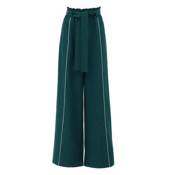 JULIA ALLERT Elastic High Waist Wide Leg Trousers - Green