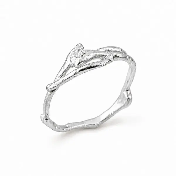 MOTHER NATURE JEWELRY Jasmine Branch Ring, Handmade Twig Band Minimalist Jewelry, Sterling - Silver