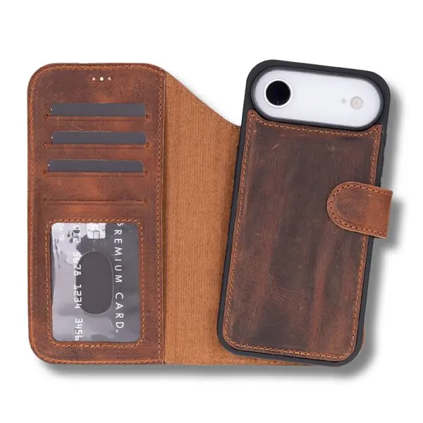 LEATHERE Premium Leather Iphone Air Wallet Case – Austin - Brown