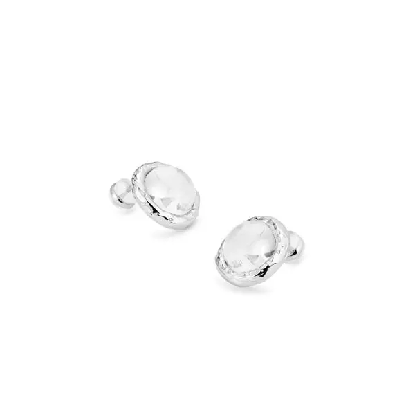 RETRO CHIC Silver / White Aeolian Whispers Earrings White Gold Plated - Silver/white