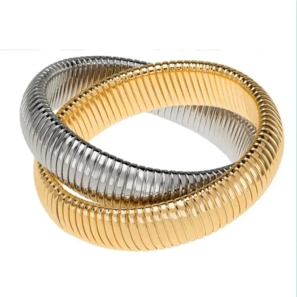 SHYMI Silver / Gold Chunky Snake Bracelet Silver & Gold - Silver/gold