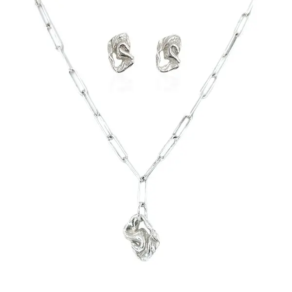 BIO-TRIMMINGS Carrara Necklace & Earrings Set - Silver