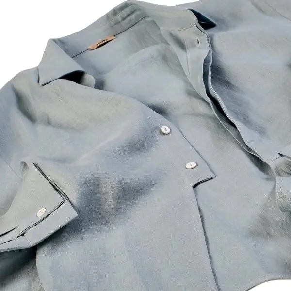 VANILLA&CHOCOLATE Linen Shirt Anise Macaron - Blue