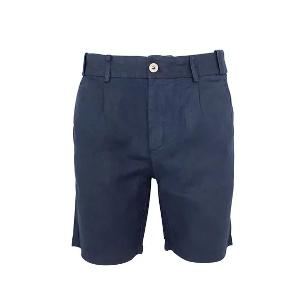 Haris Cotton Linen Bermuda Shorts Marine - Blue