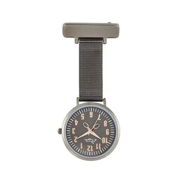 BERMUDA WATCH COMPANY Annie Apple Rose Gold & Gunmetal Mesh Nurse Fob Watch - Grey