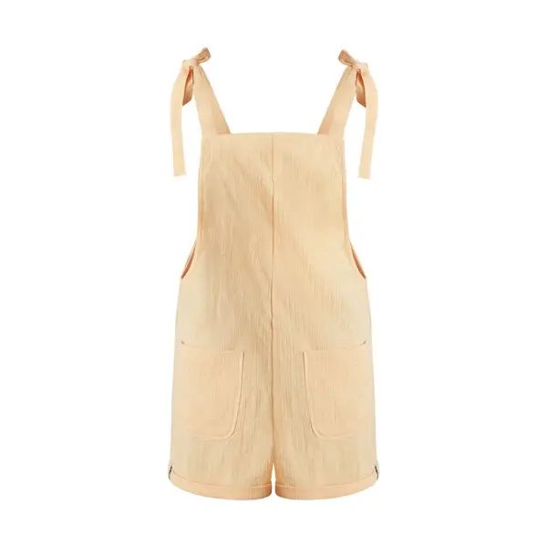 KNOWN SUPPLY Tie Top Gauze Romper Bower Creamsicle - Orange
