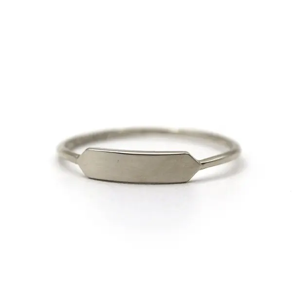 VICSTONENYC FINE JEWELRY Timeless Bar Stacking Gold Ring 14k Solid Gold - White