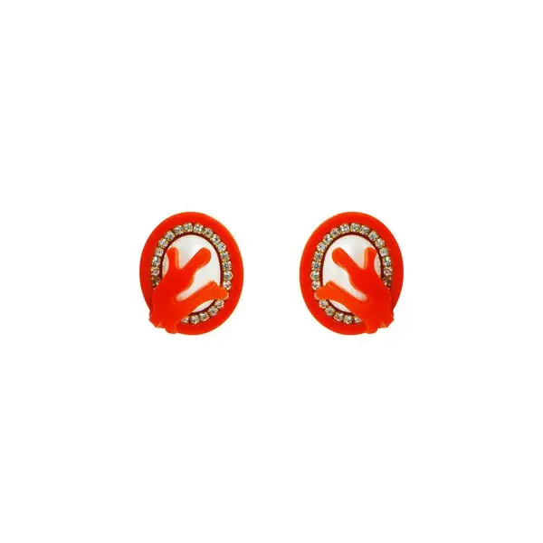 GISSA BICALHO Handmade Earring Oval Pearl And Strass - Orange