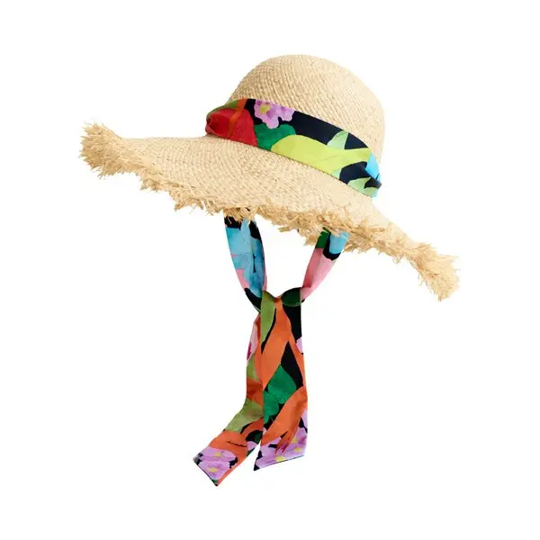 LOST PATTERN Black / Orange Cartagena Straw Hat With Ribbon Tie Black & Orange - Black/orange