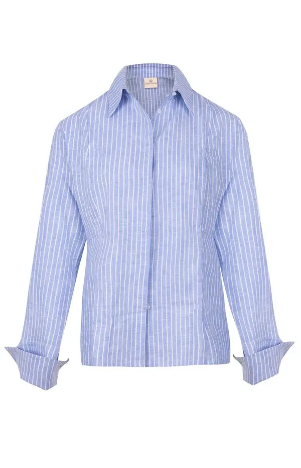 GUNDA HAFNER LTD Striped Cotton Linen Blend Shirt