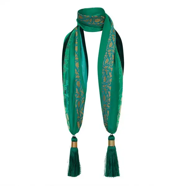 BEATRICE VON TRESCKOW Silk Mix Tassel Scarf Jade - Green
