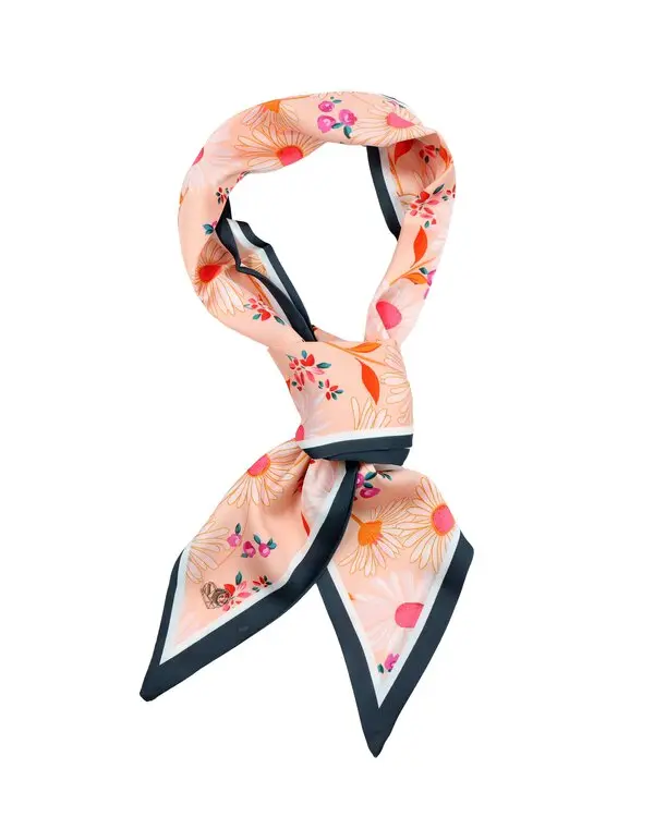 MISS CICCONI Brigitte Daisy Silk Hair Tie & Scarf And Bag Accessory - Pink
