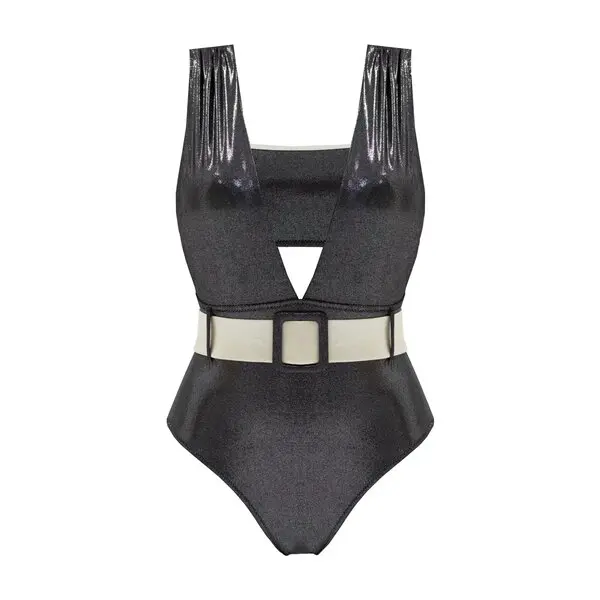 AULALA PARIS Twilight-nightfall Shiny Ensemble Swimsuit - Black