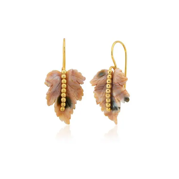MILOU JEWELRY Agate Leaf Earrings Powder - Pink