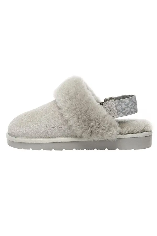 EVERAU AUSTRALIA Pelican Removable Strap Slingback Slippers In Goat - Grey