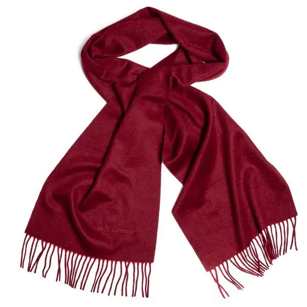 BEL CASHMERE Cashmere Scarf With Fringes Burgundy - Red